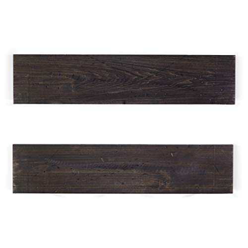 DAKODA LOVE Floating Shelves | Rugged Distressed | Solid Hardwood | Premium Craftsman Quality | Easy Hidden Bracket Wall Mount | Set of 2 (Midnight, 36" L x 10" D)