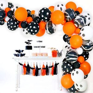 Halloween Balloon Arch Garland Kit, 103pcs 16" BOO Fiol Balloons 12" 5" Horrible Ghost Eyeball Orange Black White Latex Balloons Garland for Halloween Day Decorations Halloween Party Supplies