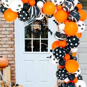 Halloween Balloon Arch Garland Kit, 103pcs 16" BOO Fiol Balloons 12" 5" Horrible Ghost Eyeball Orange Black White Latex Balloons Garland for Halloween Day Decorations Halloween Party Supplies