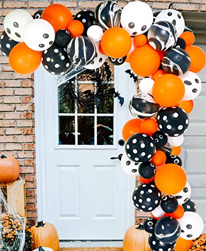 Halloween Balloon Arch Garland Kit, 103pcs 16" BOO Fiol Balloons 12" 5" Horrible Ghost Eyeball Orange Black White Latex Balloons Garland for Halloween Day Decorations Halloween Party Supplies