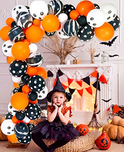 Halloween Balloon Arch Garland Kit, 103pcs 16" BOO Fiol Balloons 12" 5" Horrible Ghost Eyeball Orange Black White Latex Balloons Garland for Halloween Day Decorations Halloween Party Supplies