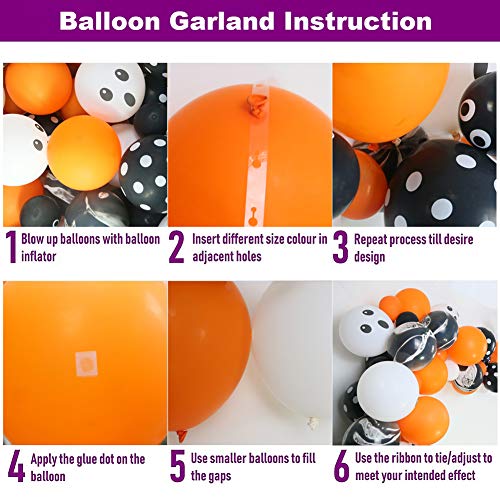 Halloween Balloon Arch Garland Kit, 103pcs 16" BOO Fiol Balloons 12" 5" Horrible Ghost Eyeball Orange Black White Latex Balloons Garland for Halloween Day Decorations Halloween Party Supplies