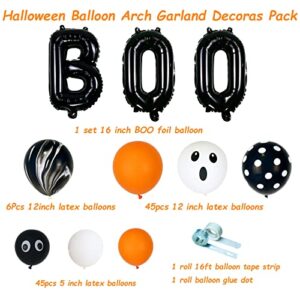 Halloween Balloon Arch Garland Kit, 103pcs 16" BOO Fiol Balloons 12" 5" Horrible Ghost Eyeball Orange Black White Latex Balloons Garland for Halloween Day Decorations Halloween Party Supplies