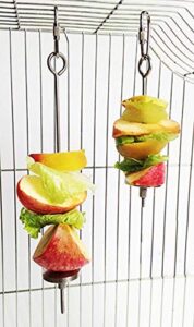 bird food holder,bird feeders,pure stainless steel parrot fruit vegetable stick holder,bird treat skewer.holder vegetable skewer food feed treating tool for parrots(2 sizes) (small — 4.7 in (12 cm))