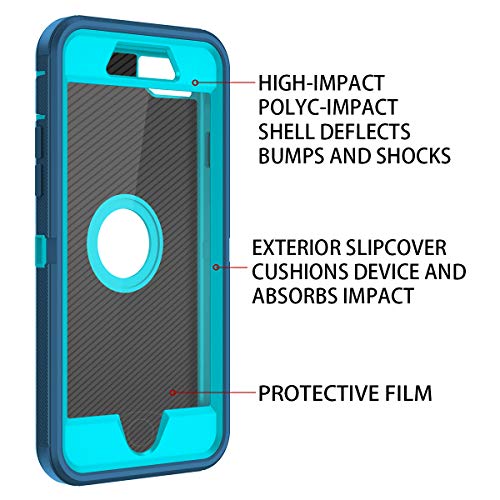 I-HONVA for iPhone SE 2022/2020 Case Built-in Screen Protector Shockproof Dust/Drop Proof 3 in 1 Full Body Rugged Heavy Duty Durable Cover for Apple iPhone SE 3rd/2nd Gen 4.7, Turquoise