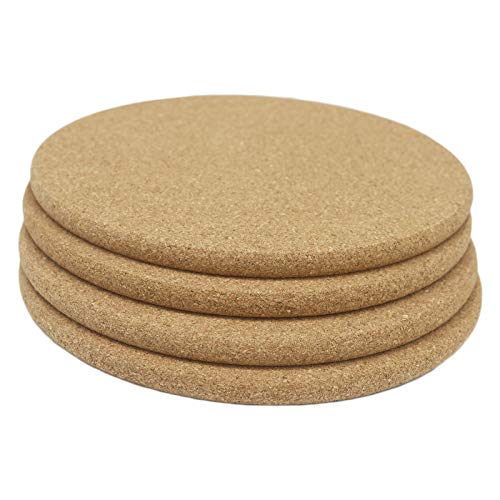 4-Pack Cork Trivets, Hot Pots Pans Holder, 7.5 x 7.5 x 0.4 Inches, Round Cork Coaster for Dishes