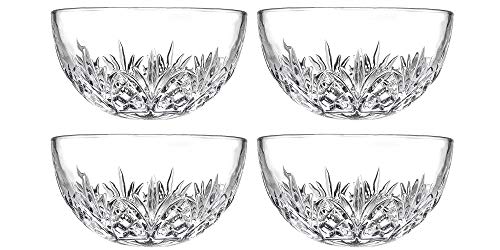 Godinger Bowl Set - Crystal Mini Prep Bowls, Dip, Dessert, Bar Snack Dish Bowls - 5oz, Set of 4