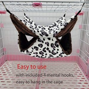 ELEpure Small Animal Pet Hanging Hammock for Cage, Leopard Print Double Bunkbed Hammock for Ferret Hamster Parrot Guinea Pig Chinchilla Flying Squirrel Sleeping Playing (S: 7.9x7.9/20x20cm, Grey)