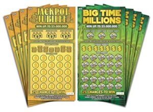 larkmo prank gag fake lottery tickets - 8 total tickets, 4 of each winning ticket design, these scratch off cards look super real like a real scratcher joke lotto ticket, win 10,000 or $50,000