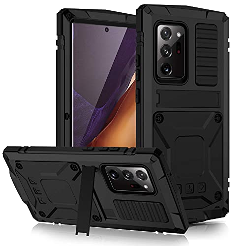 CHENXI for Samsung Galaxy Note 20 Ultra Case, Aluminum Metal Gorilla Glass Waterproof Shockproof Military Heavy Duty Sturdy Protector Cover Hard Case for Samsung Galaxy Note 20 Ultra (Black)