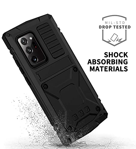 CHENXI for Samsung Galaxy Note 20 Ultra Case, Aluminum Metal Gorilla Glass Waterproof Shockproof Military Heavy Duty Sturdy Protector Cover Hard Case for Samsung Galaxy Note 20 Ultra (Black)