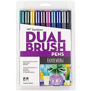 tombow dual brush pen bohemian marker, 10 piece