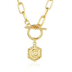 JA.S.JR 18K Gold Plated Initial Necklace Gold Necklaces for Women Letter Necklace