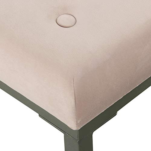 Homepop Home Decor | Upholstered Tufted Velvet Ottoman Bench | Ottoman Bench for Living Room, Pink Blush Velvet