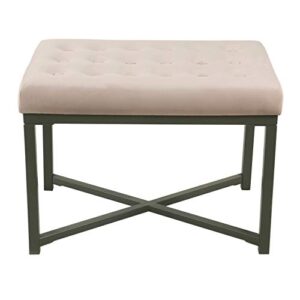 Homepop Home Decor | Upholstered Tufted Velvet Ottoman Bench | Ottoman Bench for Living Room, Pink Blush Velvet