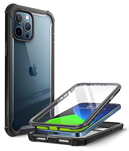 i-Blason Ares Case for iPhone 12 Pro Max 6.7 inch (2020 Release), Dual Layer Rugged Clear Bumper Case with Built-in Screen Protector (Black)