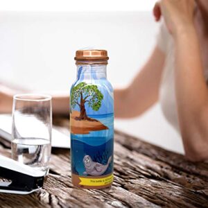 EcoBottles – 100% Pure Copper Water Bottles | Easy-To-Use and Carry, Fancy Prints | Non-Insulated Bottles with Health Benefits and Emphasizing on Social Causes (Skyblue)