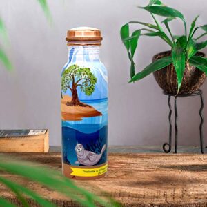 EcoBottles – 100% Pure Copper Water Bottles | Easy-To-Use and Carry, Fancy Prints | Non-Insulated Bottles with Health Benefits and Emphasizing on Social Causes (Skyblue)