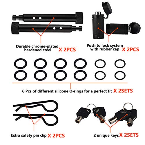 Towever 5/8 inch Trailer Hitch Locking Pin, Solid Steel Tow Hitch Lock with Anti Rattle O-Rings Fits Class III IV V 2 inches and 2-1/2 inches Receiver (Pack of 2 pcs)