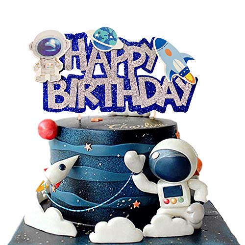 JeVenis Space Birthday Cake Topper Space Birthday Cake Decoration Space Cupcake Decoration Rocket Cake Decoration Astronaut Cake Decoration