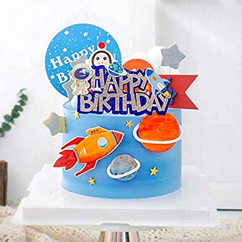 JeVenis Space Birthday Cake Topper Space Birthday Cake Decoration Space Cupcake Decoration Rocket Cake Decoration Astronaut Cake Decoration