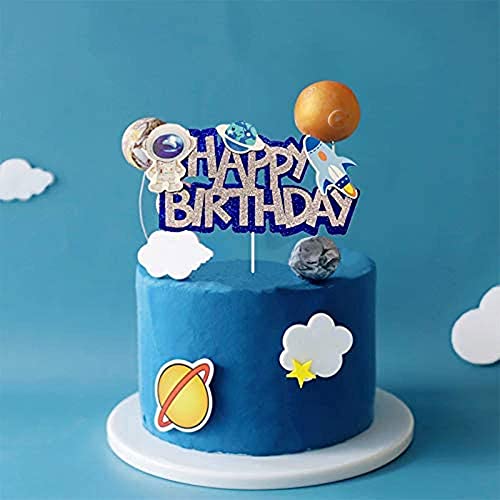 JeVenis Space Birthday Cake Topper Space Birthday Cake Decoration Space Cupcake Decoration Rocket Cake Decoration Astronaut Cake Decoration