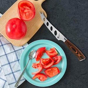 TUO Cheese Knife - Tomato Knife Fruit Knife 5.5" - Serrated Edge - German Steel Blade - Mutil-Use- Pakkawood Handle - Gift Box Included - Fiery Series