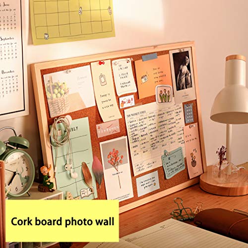 Cork Board Photo Wall, Dormitory Notes Board Message Board, Wall-Mounted Pushpin Bulletin Board Display Board, 40 x 60 cm