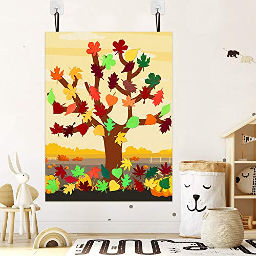 ORIENTAL CHERRY Fall Crafts for Kids - Felt Thankful Tree with 52 Detachable Leaves - Bulletin Board Decorations for Autumn Thanksgiving Activities Toddlers Ages 2-4 3-5 6-8 8-12