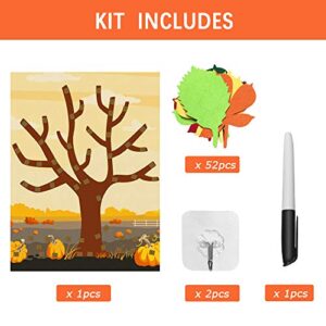 ORIENTAL CHERRY Fall Crafts for Kids - Felt Thankful Tree with 52 Detachable Leaves - Bulletin Board Decorations for Autumn Thanksgiving Activities Toddlers Ages 2-4 3-5 6-8 8-12