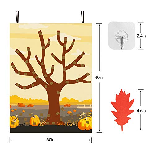 ORIENTAL CHERRY Fall Crafts for Kids - Felt Thankful Tree with 52 Detachable Leaves - Bulletin Board Decorations for Autumn Thanksgiving Activities Toddlers Ages 2-4 3-5 6-8 8-12