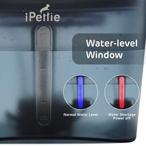 iPettie Kamino Pet Water Fountain, 101oz/3L, Ultra-Quiet Automatic Cat Water Dispenser with LED Light & Water Level Window, Auto Power Off USB Pump & Dual Filters for Cats and Dogs, Translucent Blue