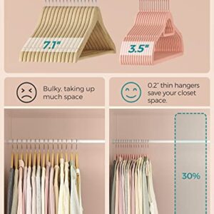 SONGMICS Bundle of 50 Velvet Hangers 17.7 Inches Wide and 50 Velvet Hangers 16.5 Inches Wide, Thin and Durable, Rose Gold Swivel Hook, Light Pink UCRF21PK50 and UCRF026P02