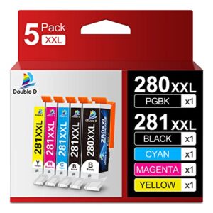 double d 280 281 ink cartridges compatible replacement for canon 280 281 pgi-280xxl cli-281xxl for canon pixma tr7520 tr8520 ts8220 ts9120 ts8120 ts6120 ts6220 ts9520 ts9521c ts702 (pgbk, bk, c, m, y)