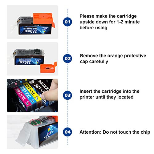 DOUBLE D 280 281 Ink Cartridges Compatible Replacement for Canon 280 281 PGI-280XXL CLI-281XXL for Canon PIXMA TR7520 TR8520 TS8220 TS9120 TS8120 TS6120 TS6220 TS9520 TS9521C TS702 (PGBK, BK, C, M, Y)