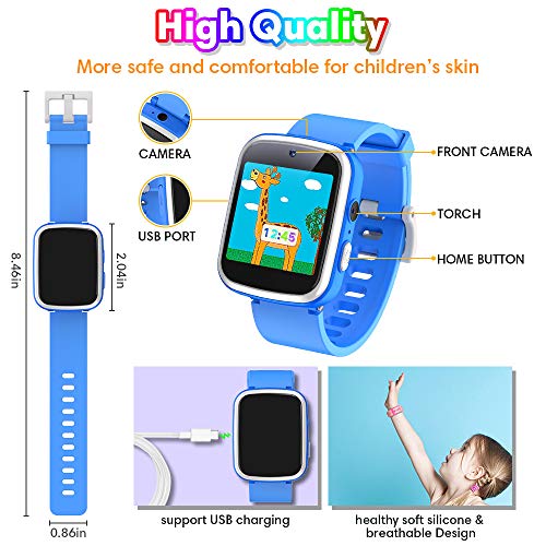 KeBuLe Kids Watch Educational Electronic Toys Touch Screen Smart Watch Toys for 5-10 Year Old Boys Girls Toddler Watch HD Dual Camera Watch Birthday for Kids USB Charging