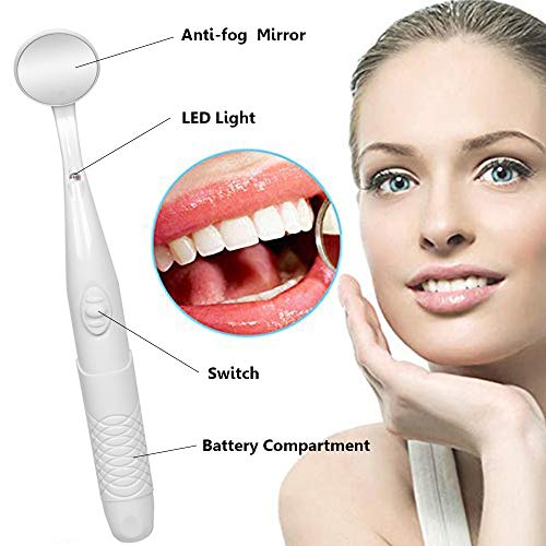 ffresiss Dental Mirror with Light,Teeth Inspection LED Mirror,Anti-Fog Mouth Mirror,Dentist Oral Care Tool