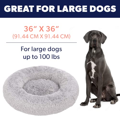 Active Pets Plush Calming Dog Bed, Donut Dog Bed for Small Dogs, Medium & Large, Anti Anxiety Dog Bed, Soft Fuzzy Calming Bed for Dogs & Cats, Comfy Cat Bed, Marshmallow Cuddler Nest Calming Pet Bed