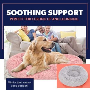 Active Pets Plush Calming Dog Bed, Donut Dog Bed for Small Dogs, Medium & Large, Anti Anxiety Dog Bed, Soft Fuzzy Calming Bed for Dogs & Cats, Comfy Cat Bed, Marshmallow Cuddler Nest Calming Pet Bed