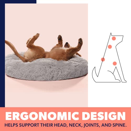 Active Pets Plush Calming Dog Bed, Donut Dog Bed for Small Dogs, Medium & Large, Anti Anxiety Dog Bed, Soft Fuzzy Calming Bed for Dogs & Cats, Comfy Cat Bed, Marshmallow Cuddler Nest Calming Pet Bed