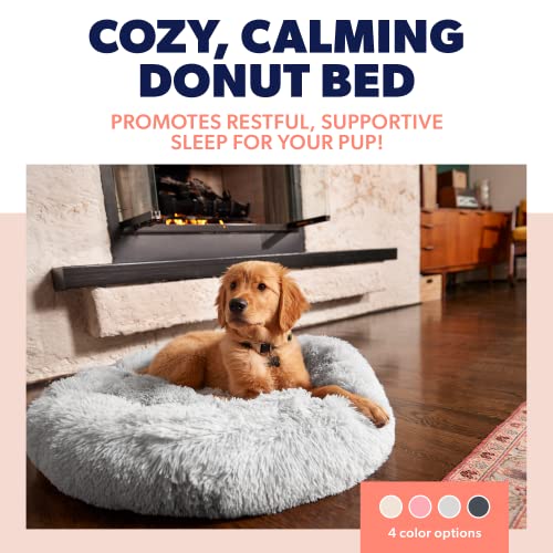 Active Pets Plush Calming Dog Bed, Donut Dog Bed for Small Dogs, Medium & Large, Anti Anxiety Dog Bed, Soft Fuzzy Calming Bed for Dogs & Cats, Comfy Cat Bed, Marshmallow Cuddler Nest Calming Pet Bed