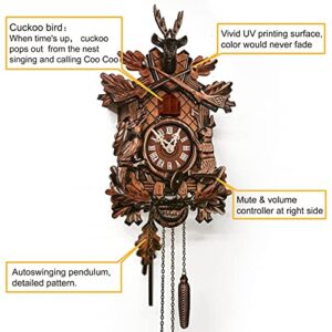 JoonieHouse Traditional Black Forest Cuckoo Clock, Newly Wood Coo Coo Clock Decorative Wall Clock with Pendulum and Chiming Function - Perfect Wall Clocks for Home Livingroom Decor