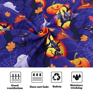 Souarts 6pcs Halloween Fabric Squares, 20x20inch/50x50cm Cotton Fabric Bundle, Halloween Material Fabric Sewing Quilting Patchwork Fabric, DIY Craft Halloween Ghost Floral Pattern Pumpkin Fabric