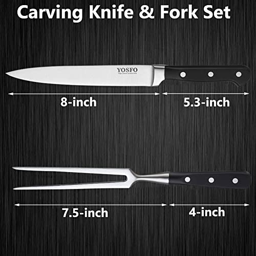 Carving Knife and Fork Set - 8 Inch Professional Meat Carving Knife Set 2 Piece Kitchen Carving Set,Ergonomic Grip, Home Gourmet BBQ Tool Cutlery Knives for Brisket, Meat, Roast, Ham and Turkey