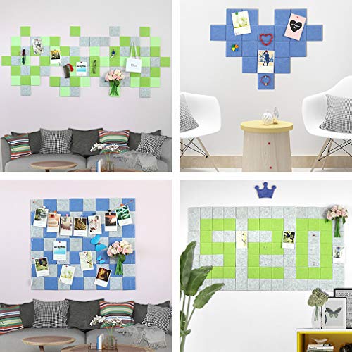 Wall decoration Jiugongge Felt Board x4, self-Adhesive Felt Note Board, Colorful Foam, You can Cut it Yourself (11.8x11.8 in)