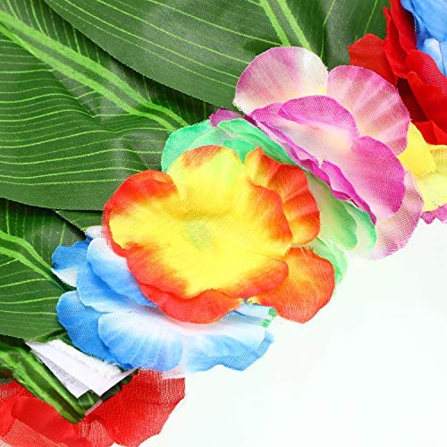 5 Pieces Tropical Fern Leaf Lei Party Accessory Artificial Leaves Garland Necklace Headband Wristband Skirt for Hawaiian Costumes Halloween Luau Party Supplies