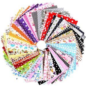 konsait 100pcs floral cotton fabric patchwork, 4" x 4" (10cm x 10cm) quilting sewing craft fabric bundles, fat squares patchwork for diy sewing decorative fabric for upholstery and home accents