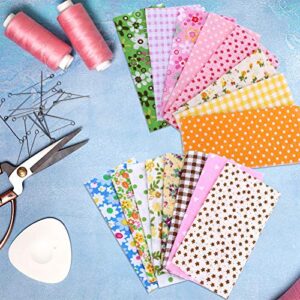 Konsait 100pcs Floral Cotton Fabric Patchwork, 4" x 4" (10cm x 10cm) Quilting Sewing Craft Fabric Bundles, Fat Squares Patchwork for DIY Sewing Decorative Fabric for Upholstery and Home Accents