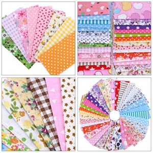 Konsait 100pcs Floral Cotton Fabric Patchwork, 4" x 4" (10cm x 10cm) Quilting Sewing Craft Fabric Bundles, Fat Squares Patchwork for DIY Sewing Decorative Fabric for Upholstery and Home Accents