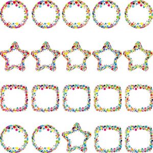 72 pieces confetti accents round confetti cutouts pentagram confetti cutouts square confetti accents for classroom decor bulletin board school playroom baby nursery kids art studio (2.6 inch diameter)